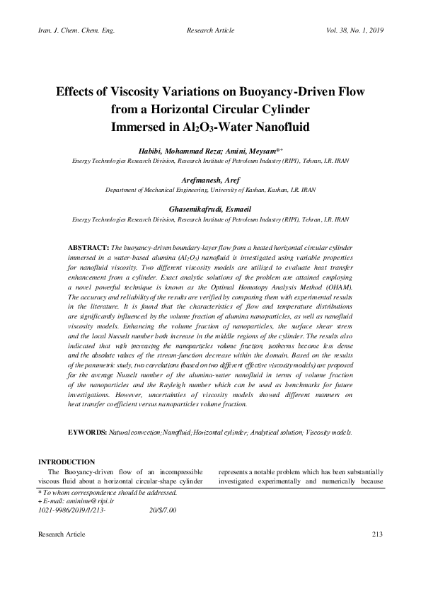 (PDF) Effects of Viscosity Variations on Buoyancy-Driven Flow from a Horizontal Circular ...