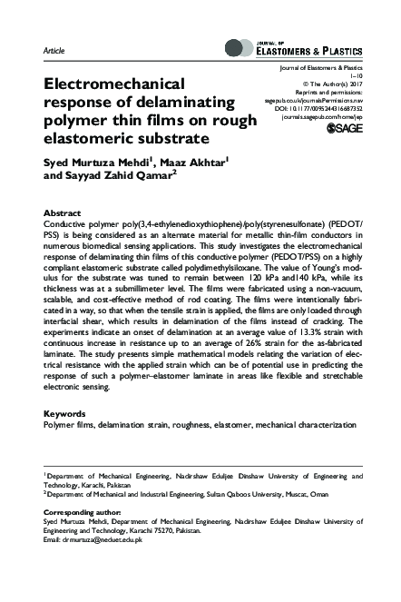 (PDF) Electromechanical response of delaminating polymer thin films on ...