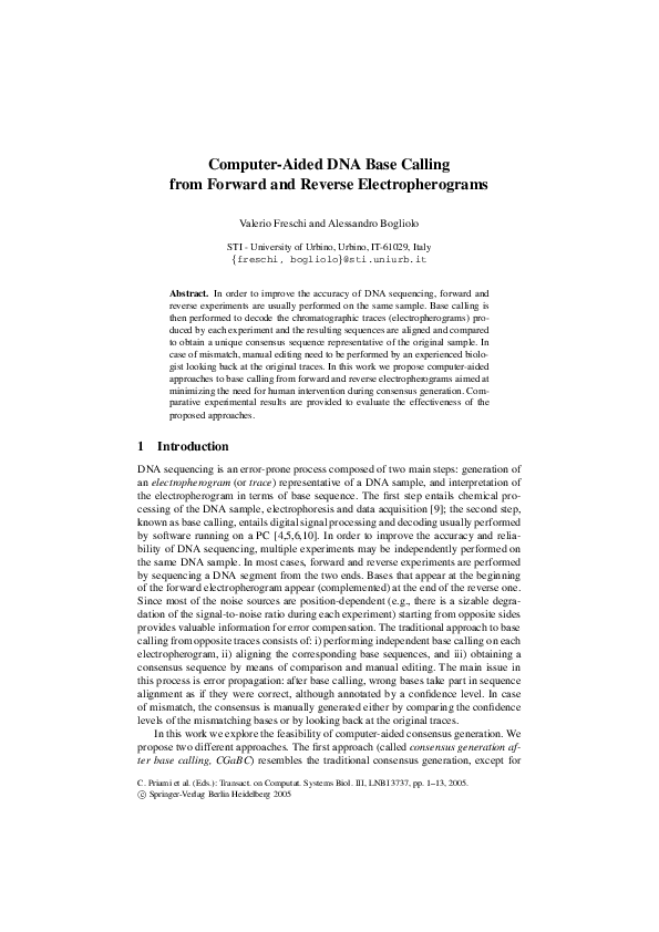 (PDF) Computer-aided DNA base calling from forward and reverse ...
