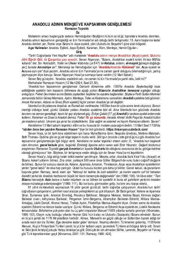 (PDF) ANADOLU ADININ MENŞEİ VE KAPSAMININ GENİŞLEMESİ