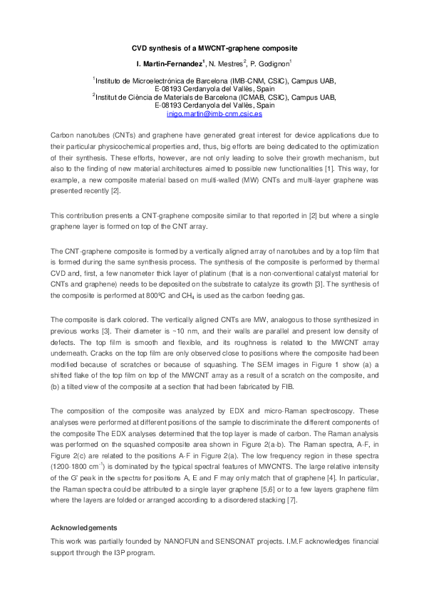 (PDF) CVD Synthesis of a CNT-Graphene Composite with Unique Structure