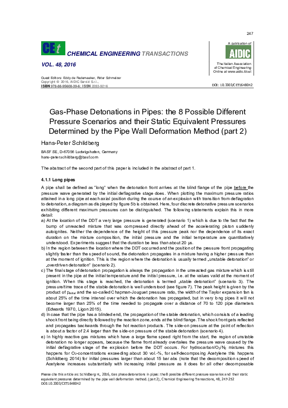 (PDF) Gas-Phase Detonations in Pipes: the 8 Possible Different Pressure Scenarios and their ...