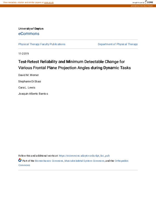 (PDF) Test-retest reliability and minimum detectable change for various ...