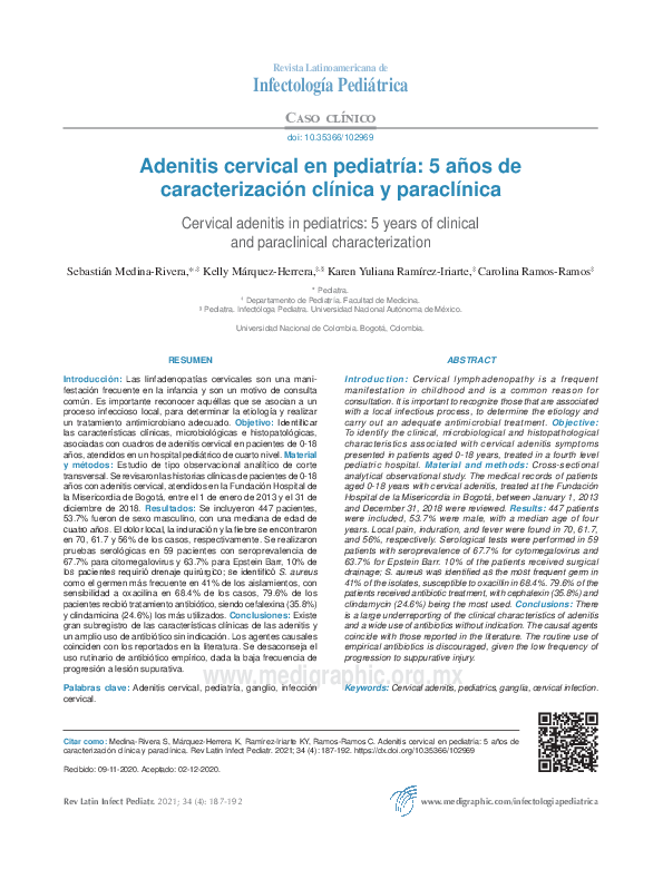 (PDF) Adenitis cervical en pediatría: 5 años de caracterización clínica ...