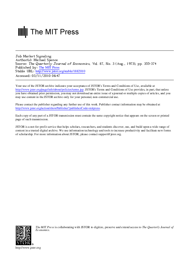 (PDF) Job Market Signaling