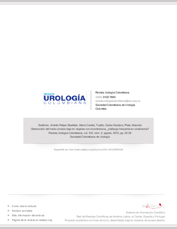 (PDF) Obstrucción del tracto urinario bajo en mujeres con incontinencia, ¿hallazgo frecuente en ...