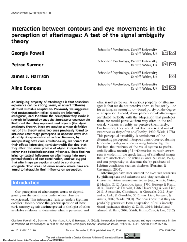 (PDF) Interaction between contours and eye movements in the perception ...
