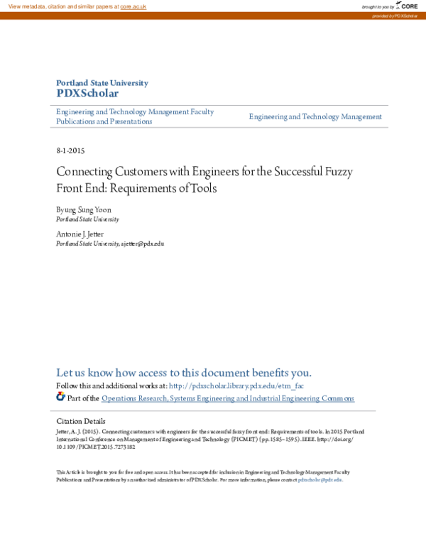 (PDF) Engaging Customers in the Fuzzy Front End