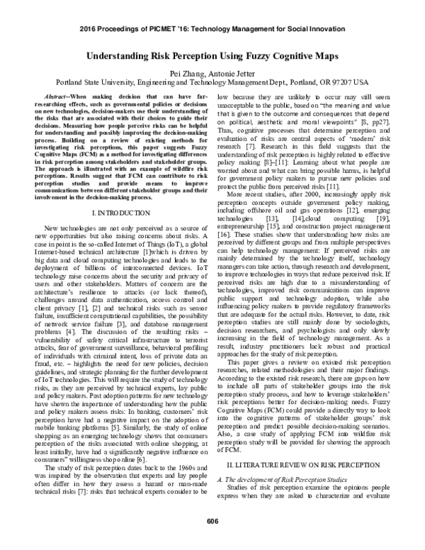 (PDF) Understanding risk perception using Fuzzy Cognitive Maps