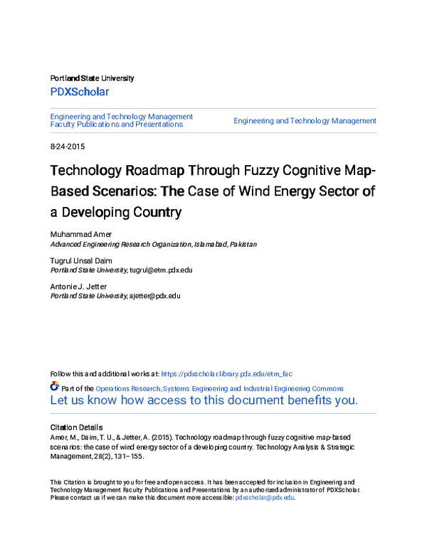 (PDF) Technology roadmap through fuzzy cognitive map-based scenarios: the case of wind energy ...