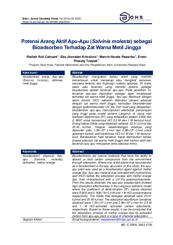 (PDF) Potensi Arang Aktif Apu-Apu (Salvinia molesta) sebagai ...