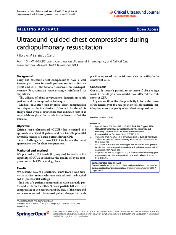 (PDF) Ultrasound guided chest compressions during cardiopulmonary ...