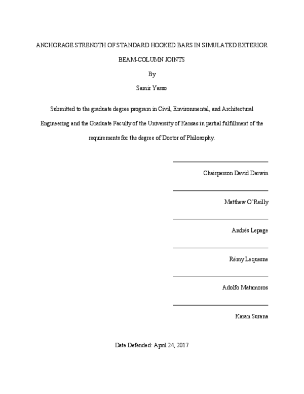 (PDF) Anchorage Strength of Standard Hooked Bars in Simulated Exterior ...