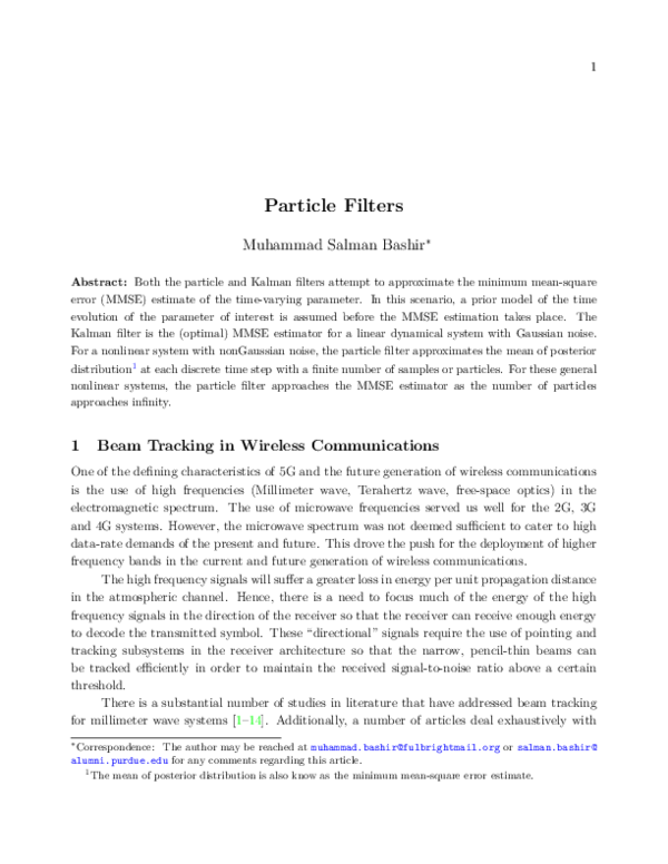 (PDF) Particle Filters