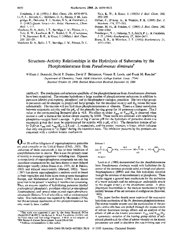 (PDF) Structure-activity relationships in the hydrolysis of substrates ...