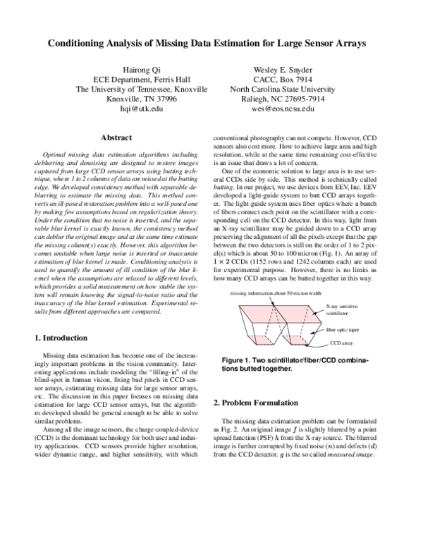 Conditioning Analysis Of Missing Data Estimation For Large Sensor Array
