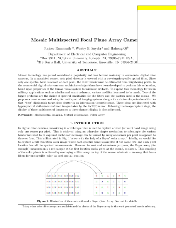 (PDF) Mosaic multispectral focal plane array cameras