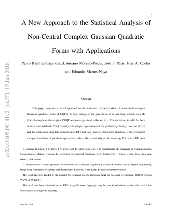 (PDF) A New Approach to the Statistical Analysis of Non-Central Complex Gaussian Quadratic Forms ...