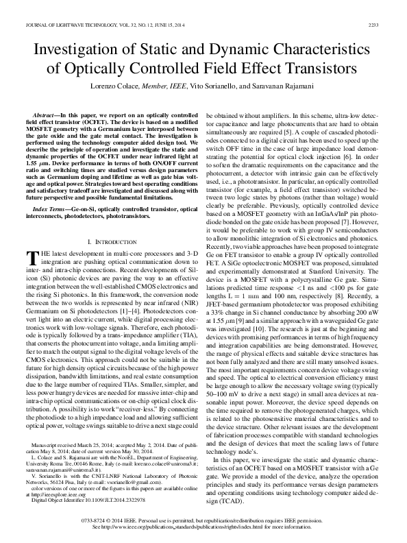 (PDF) Investigation of Static and Dynamic Characteristics of an ...