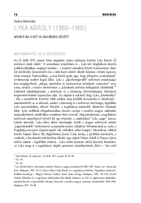 (PDF) Lyka Károly (1869–1965): Műkritika a két világháború között