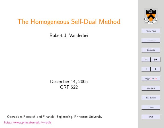 (PDF) The Homogeneous Self-Dual Method