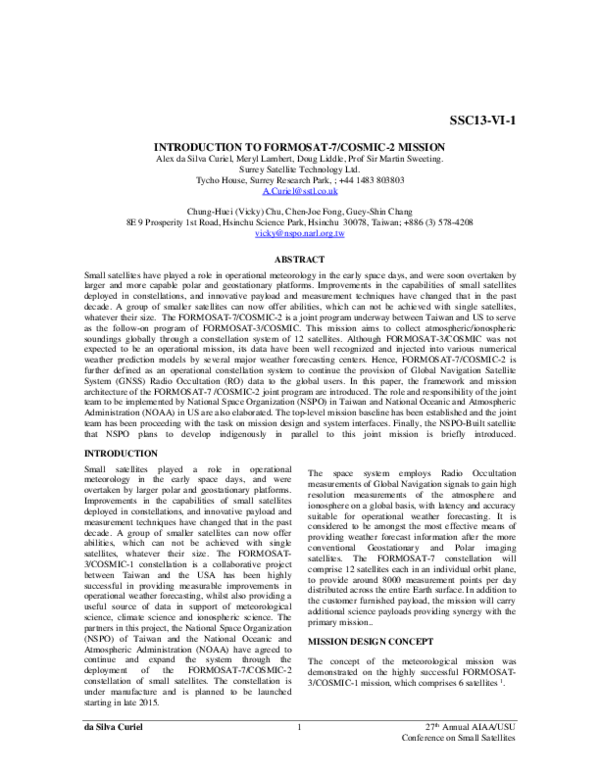 (PDF) Introduction to FORMOSAT-7/COSMIC-2 Mission