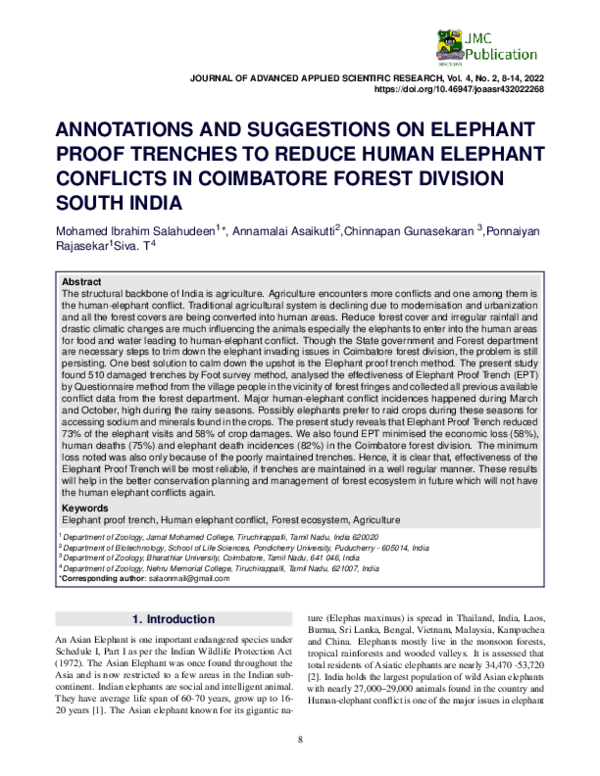 (PDF) ANNOTATIONS AND SUGGESTIONS ON ELEPHANT PROOF TRENCHES TO REDUCE ...