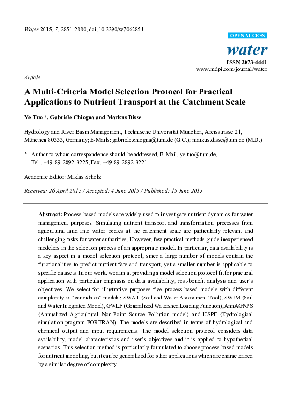 (PDF) A Multi-Criteria Model Selection Protocol for Practical Applications to Nutrient Transport ...
