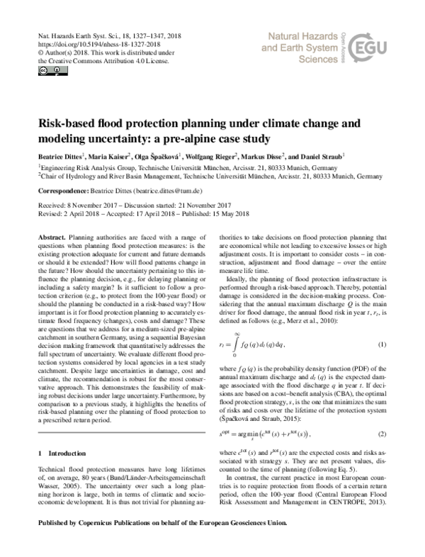 (PDF) Risk-Based Flood Protection Planning in a Changing Climate