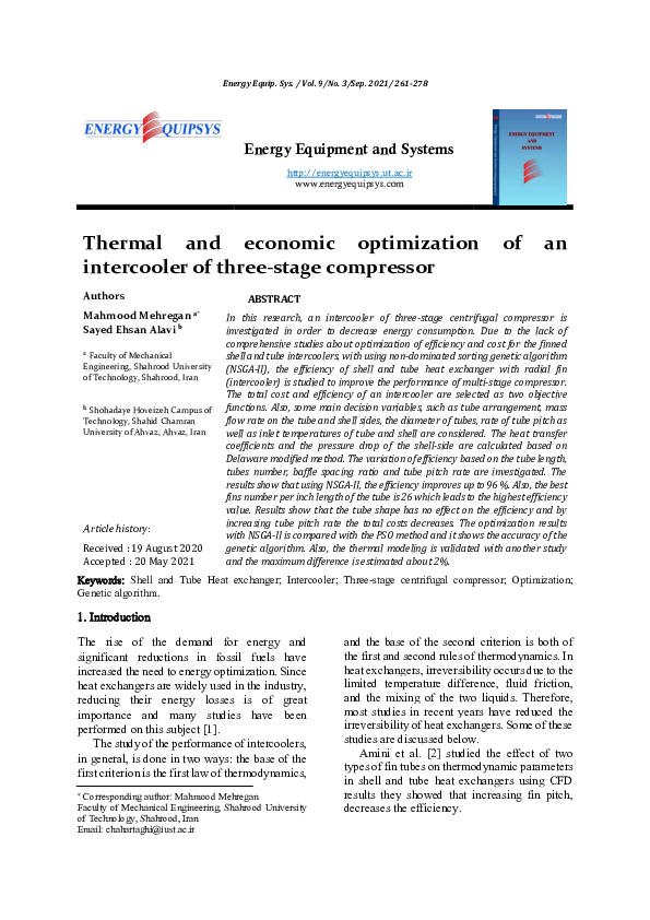 (PDF) Thermal and economic optimization of an intercooler of three ...