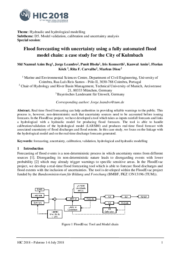 (PDF) Flood Forecasting with Uncertainty Using a Fully Automated Flood Model Chain: a Case Study ...