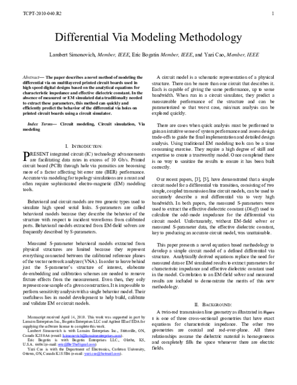 (PDF) Differential Via Modeling Methodology P