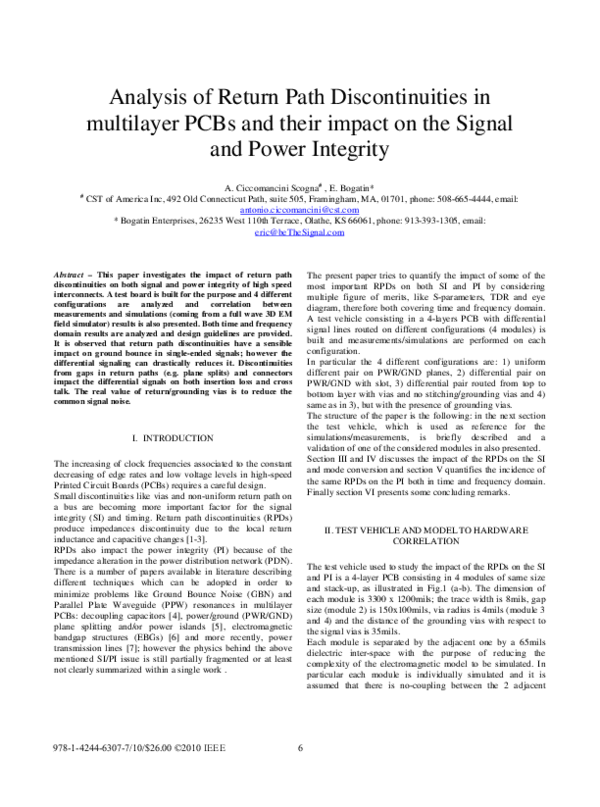 (PDF) Analysis of return path discontinuities in multilayer PCBs and their impact on the signal ...
