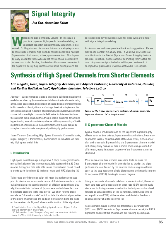 (PDF) Synthesis of high speed channels from shorter elements