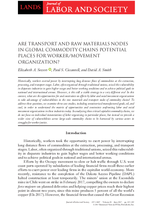 (PDF) Are Transport and Raw Materials Nodes in Global Commodity Chains ...