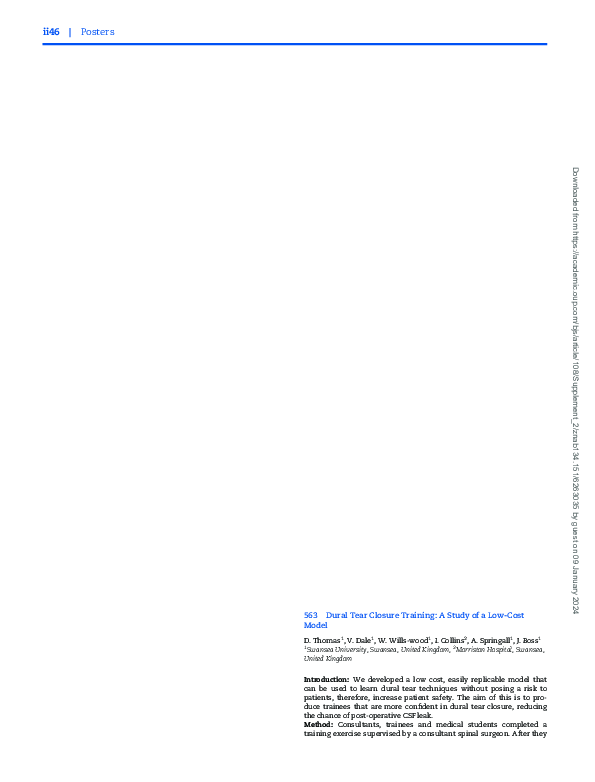 (PDF) 563 Dural Tear Closure Training: A Study of a Low-Cost Model