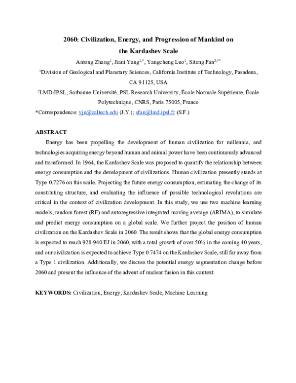 (PDF) 2060: Civilization, Energy, and Progression of Mankind on the ...
