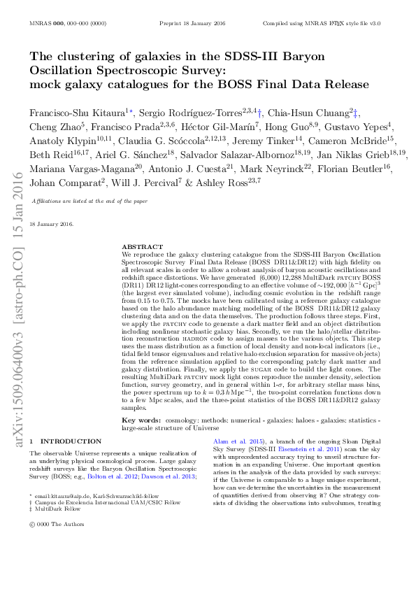 (PDF) The clustering of galaxies in the SDSS-III Baryon Oscillation ...