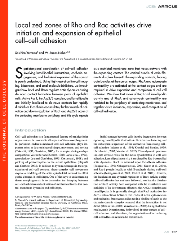 (PDF) Faculty of 1000 evaluation for Localized zones of Rho and Rac activities drive initiation ...