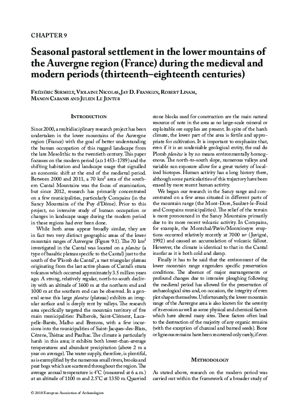 (PDF) Seasonal pastoral settlement in the lower mountains of the ...