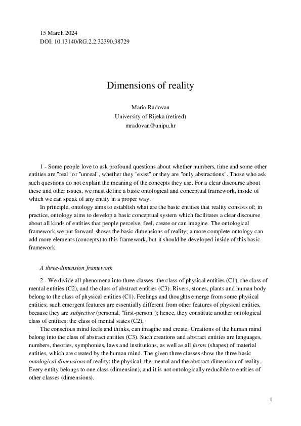 (PDF) Dimensions of reality