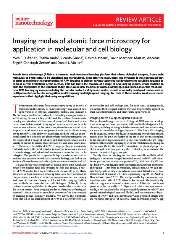 (PDF) Imaging modes of atomic force microscopy for application in ...