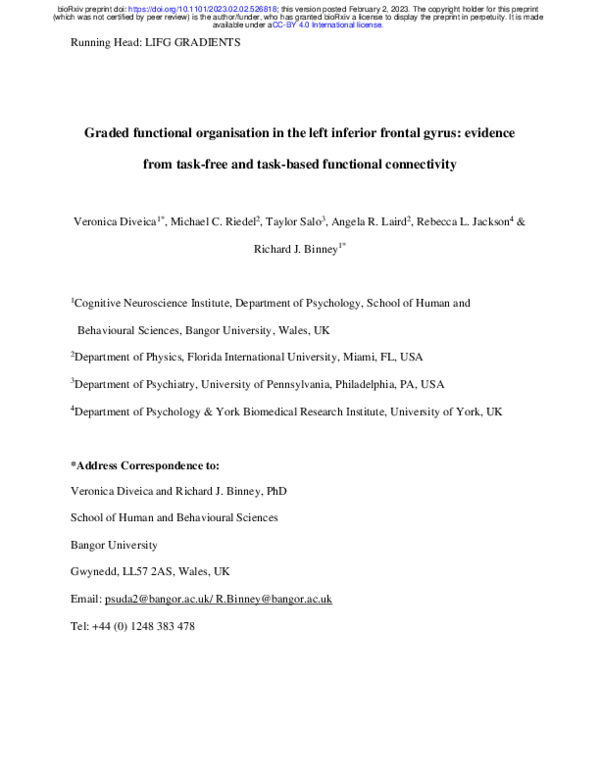 (PDF) Graded functional organisation in the left inferior frontal gyrus ...