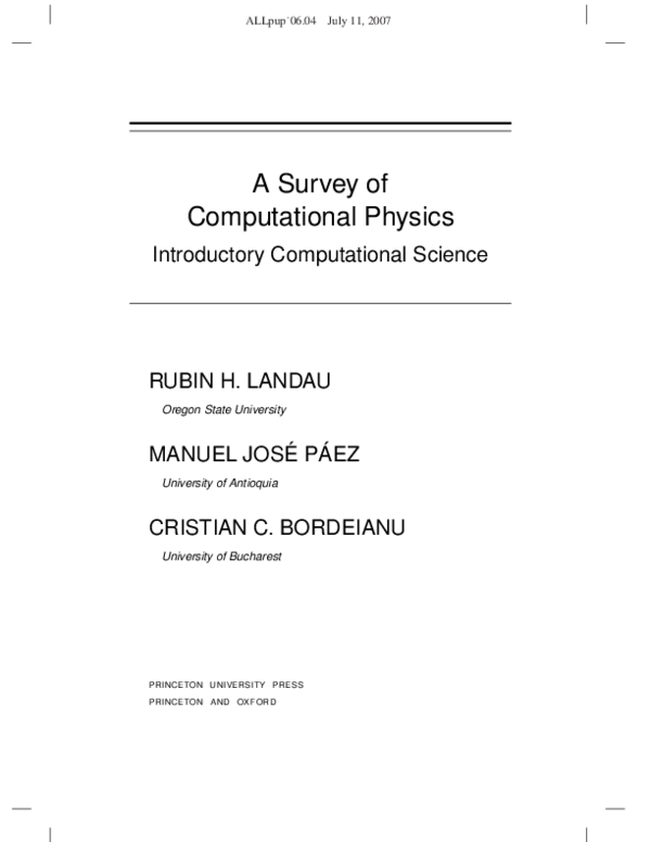 (PDF) A Survey of Computational Physics