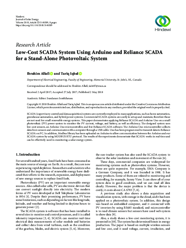 Pdf Low Cost Scada System Using Arduino And Reliance Scada For A
