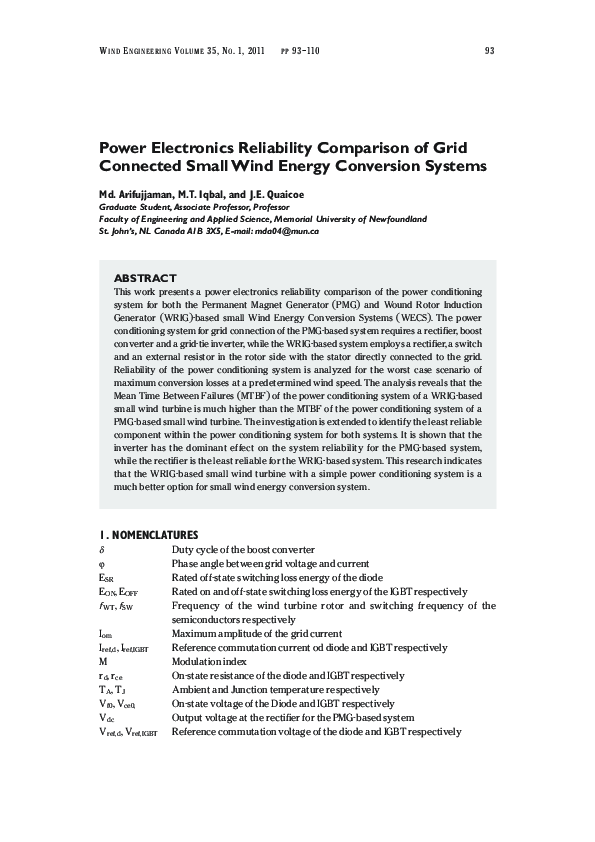 (PDF) Power Electronics Reliability Comparison of Grid Connected Small ...