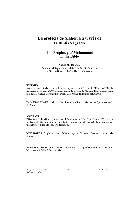 (PDF) La profecía de Mahoma a través de la Biblia Sagrada