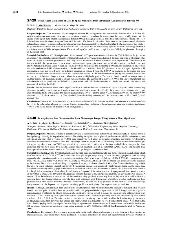 (PDF) Brachytherapy seed reconstruction from fluoroscopic images using network flow algorithms