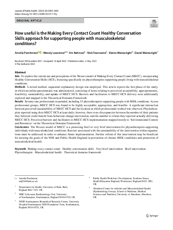 (PDF) How useful is the Making Every Contact Count Healthy Conversation ...
