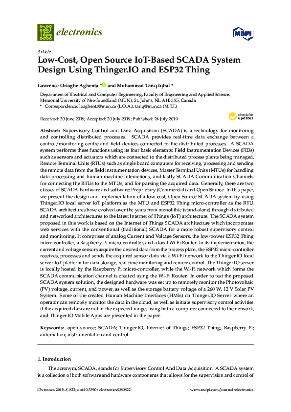Pdf Low Cost Open Source Iot Based Scada System Design Using Thinger 7438